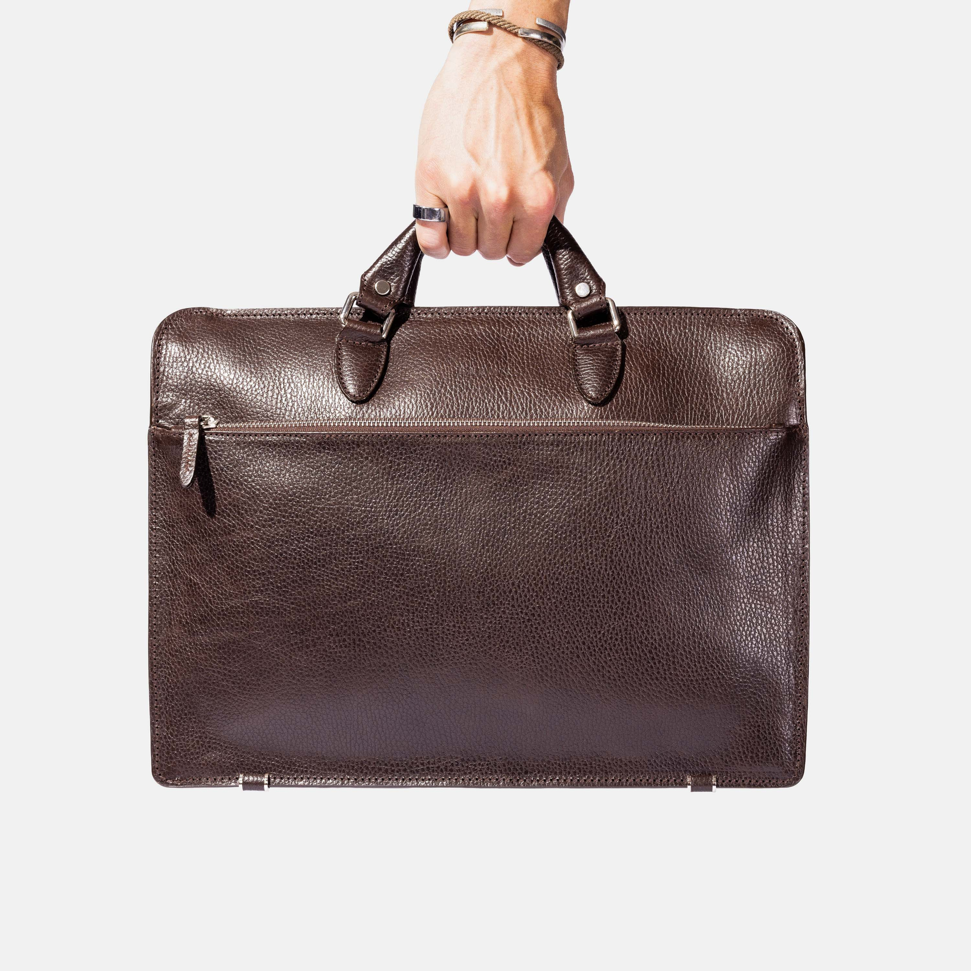 Baron — Zip Briefcase Brown Grain Leather