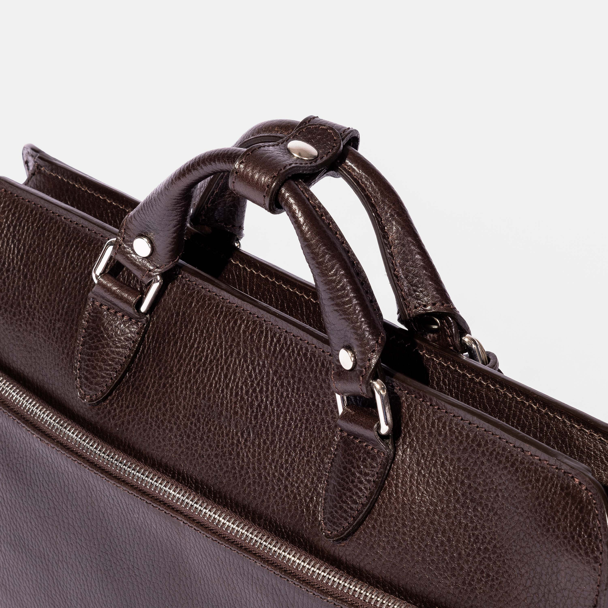 Baron — Zip Briefcase Brown Grain Leather
