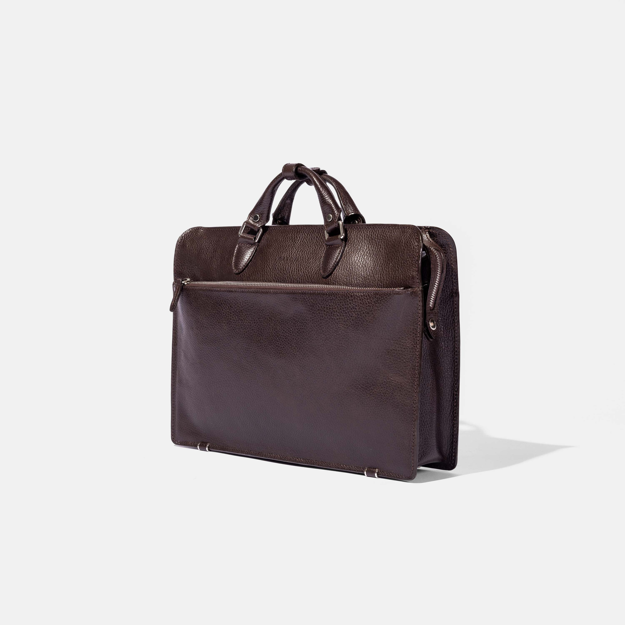 Baron — Zip Briefcase Brown Grain Leather