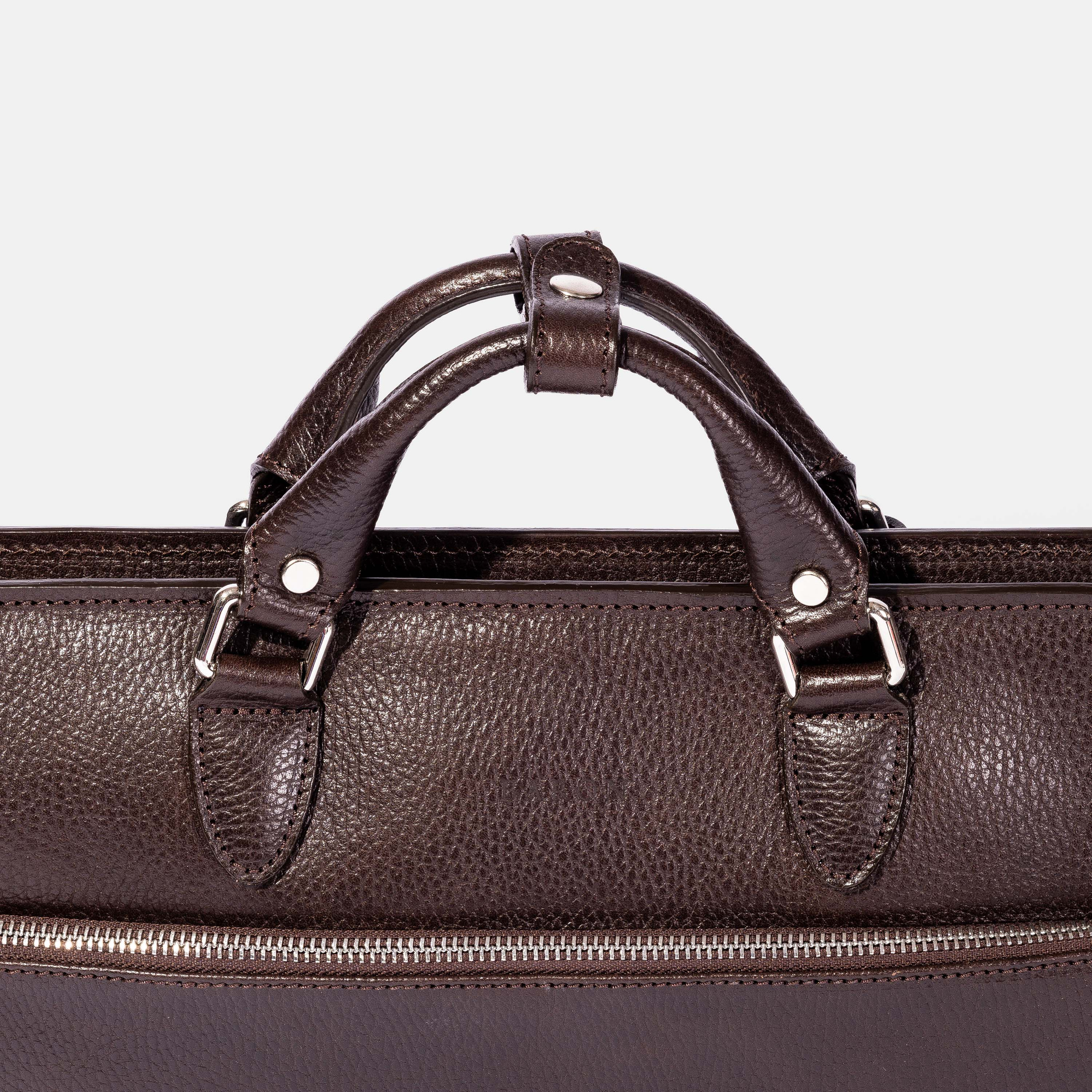 Baron — Zip Briefcase Brown Grain Leather