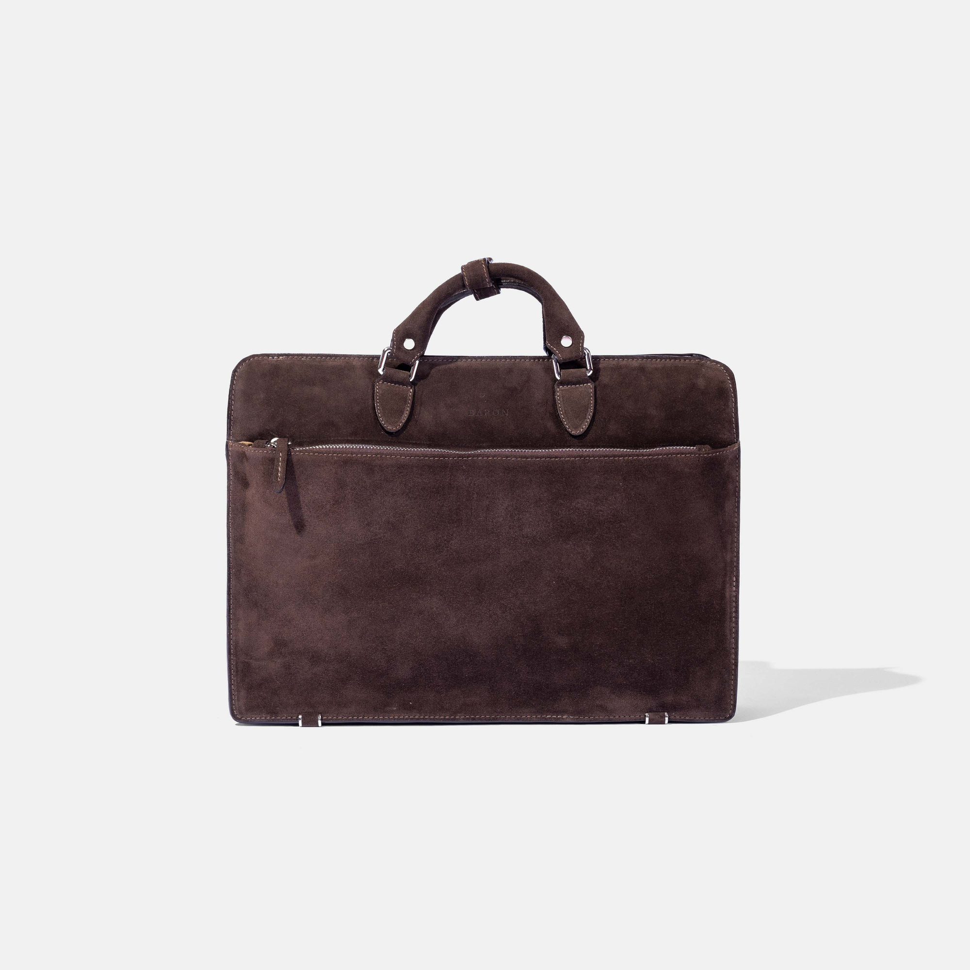 Baron — Zip Briefcase Brown Suede