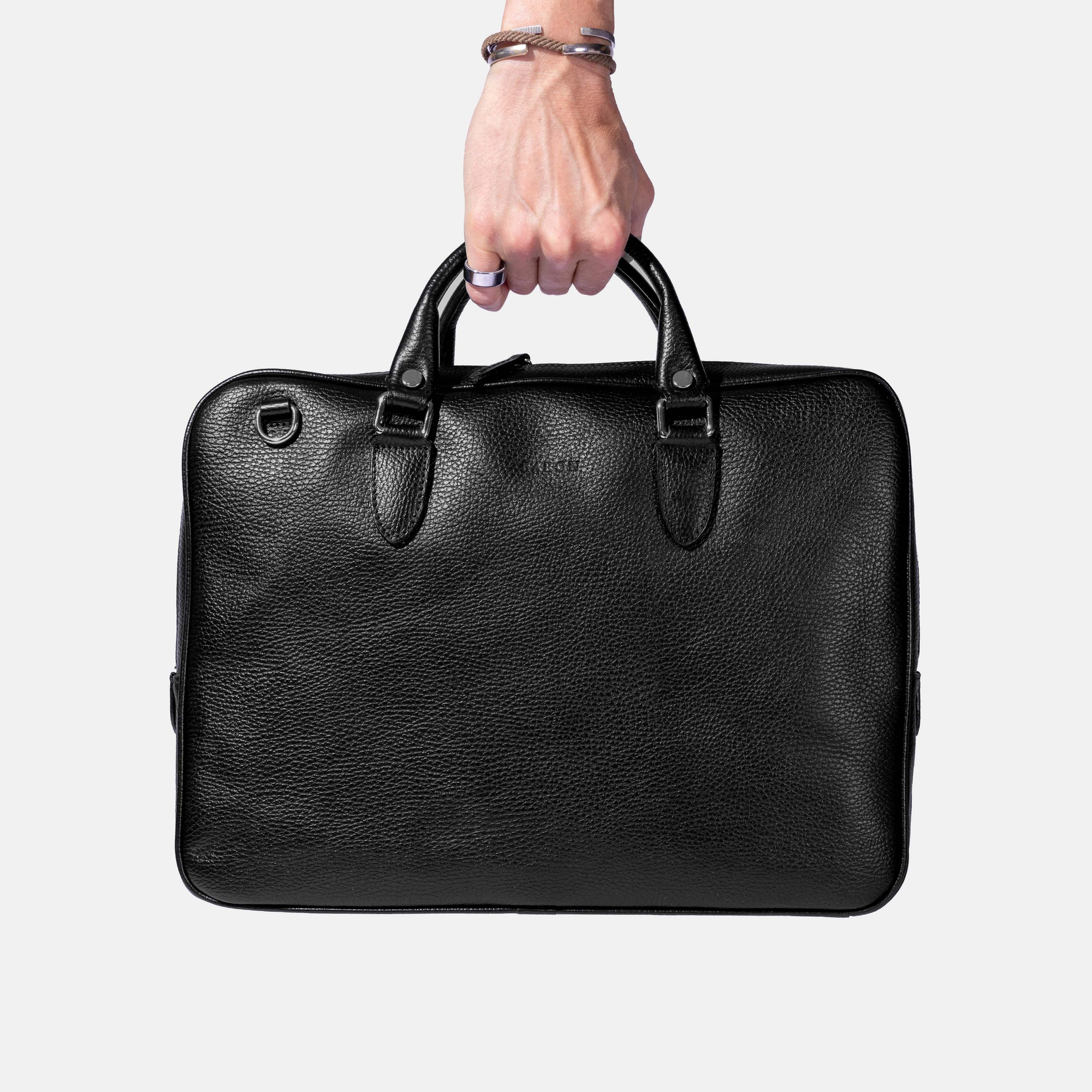 Baron — Slim Briefcase Black Grain Leather