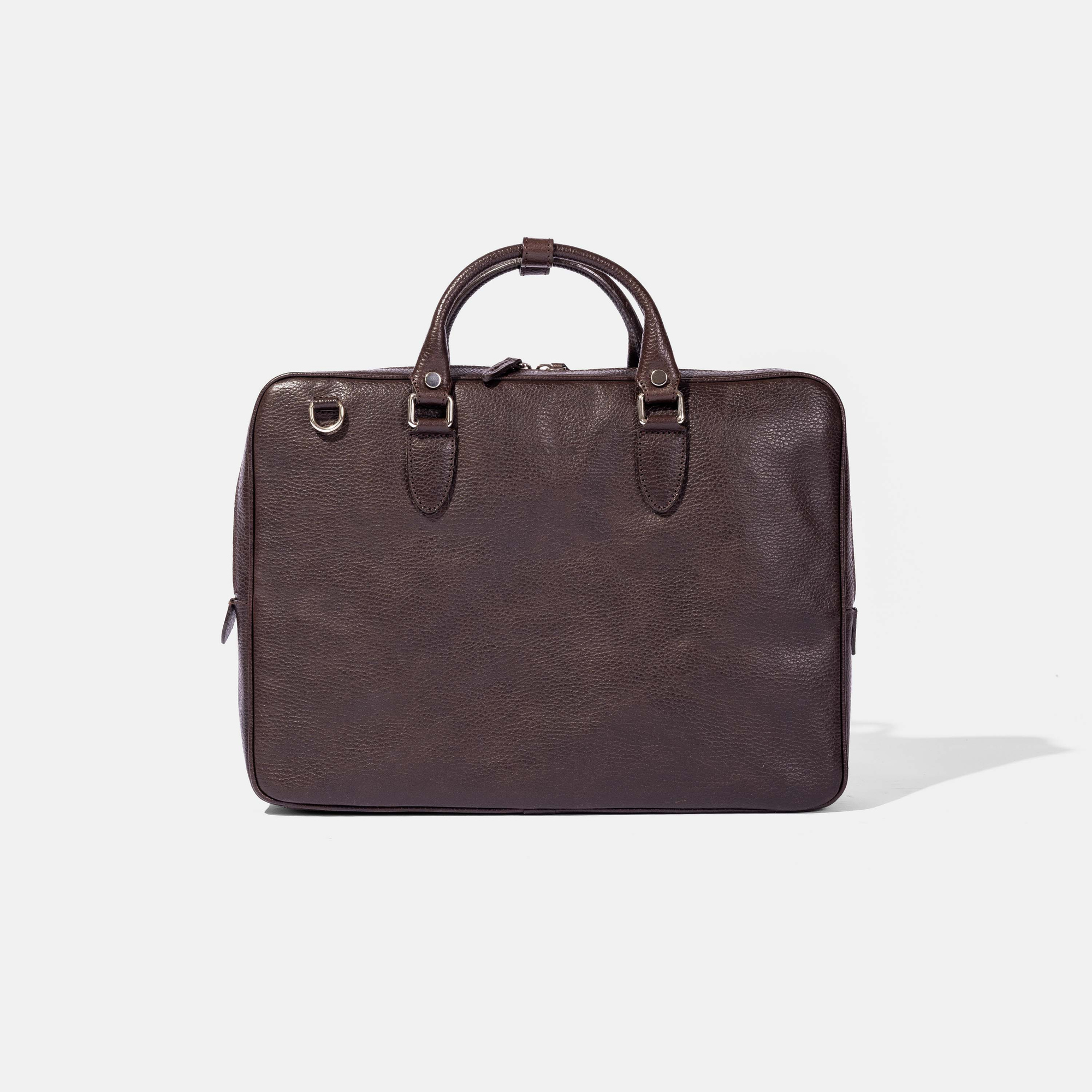 Baron — Slim Briefcase Brown Grain Leather