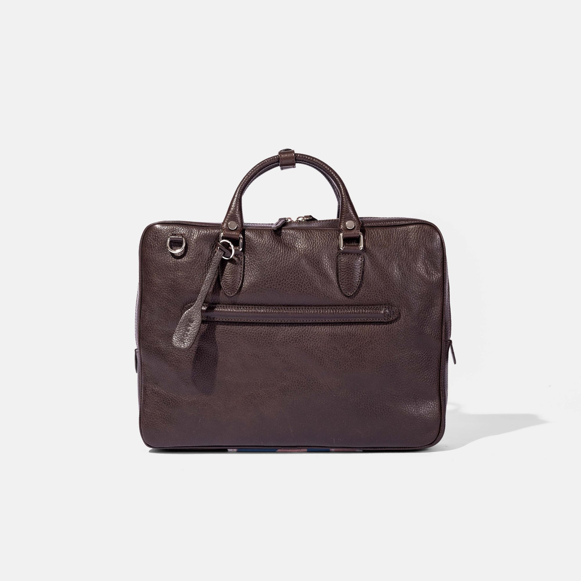 Baron — Slim Briefcase Brown Grain Leather