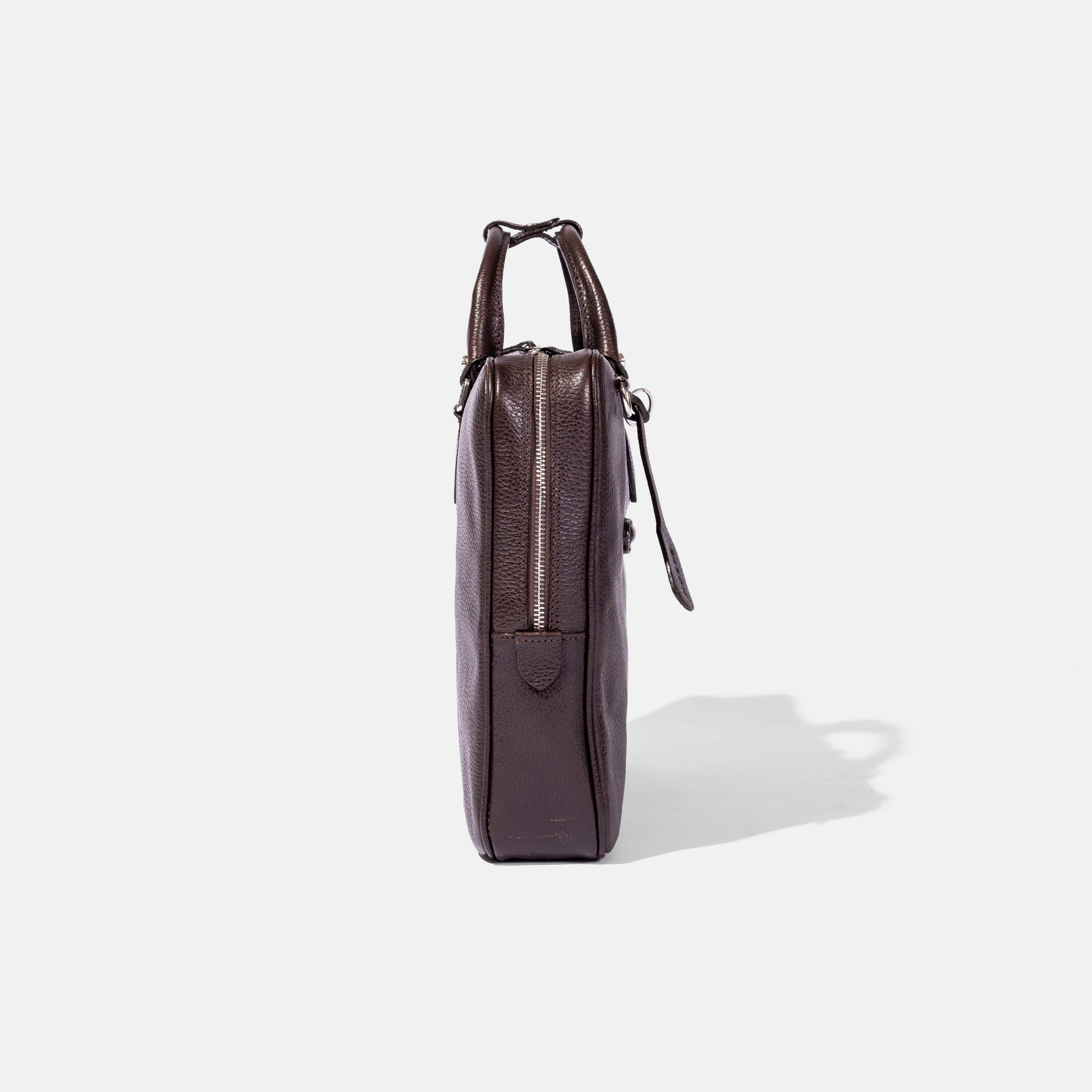 Baron — Slim Briefcase Brown Grain Leather