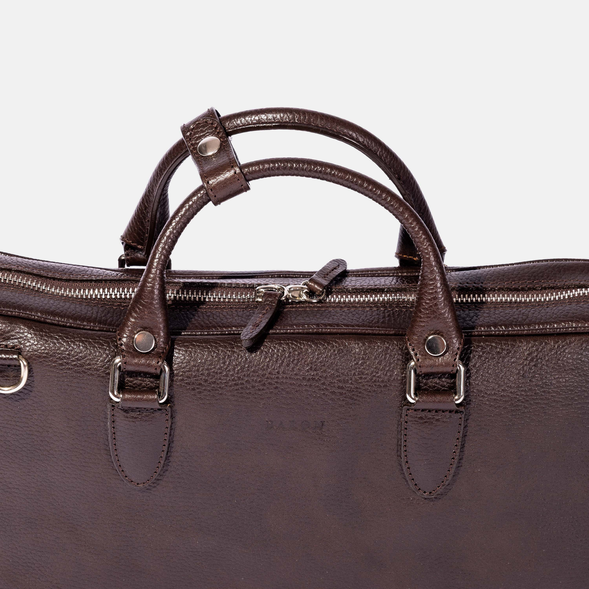 Baron — Slim Briefcase Brown Grain Leather